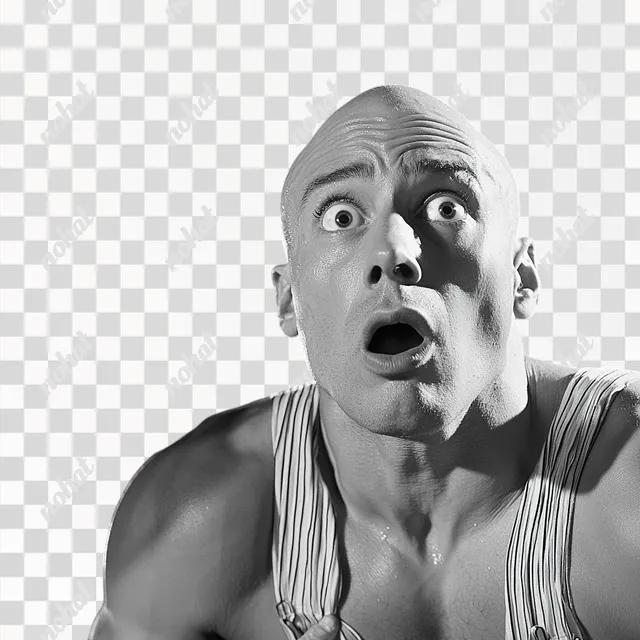 Free: 1950s Italian Lover: A Bald Muscular Man's Shocked Expression ...