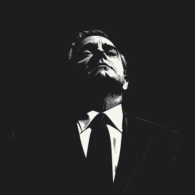 Free: 1960s Middle-Aged Man in Black Suit, NYC Inspired, Shadowed Face ...