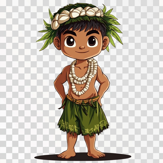 Free: a cartoon image of a CHamoru boy wearing traditional chamorr ...