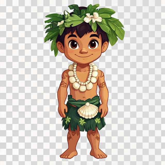 Free: a cartoon image of a CHamoru boy wearing traditional chamorr ...