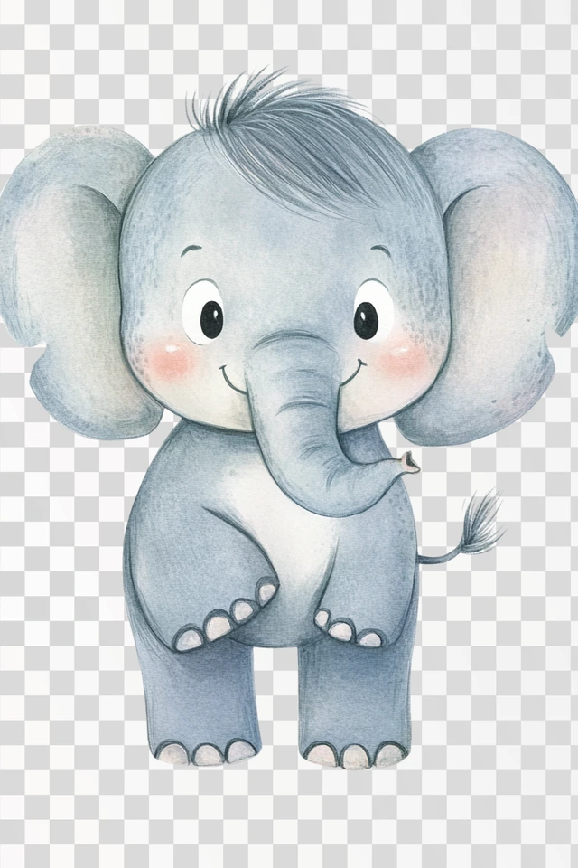 Free: a children’s book style illustration of a cute whimsical ele ...