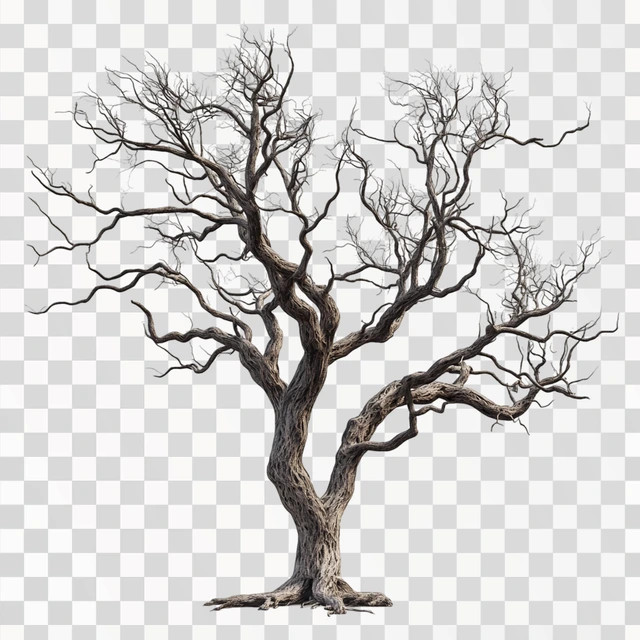 Free: a realistic photo of a leafless tree with thick gnarly branc ...