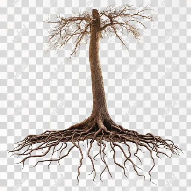 Free: a tree with its roots exposed on a white background - nohat.cc
