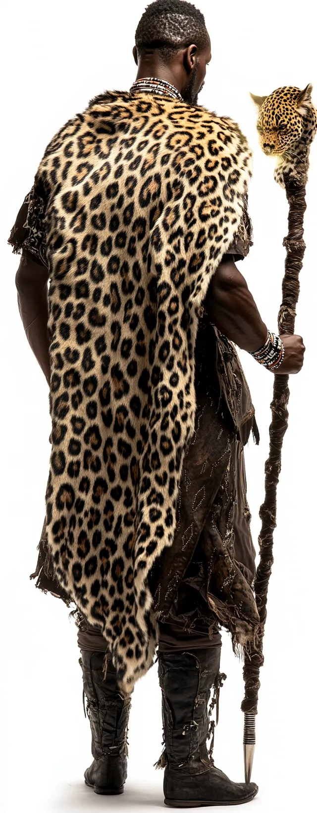 Free: African man in Zulu leopard print outfit with glowing sword and ...