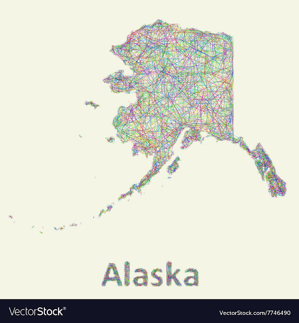 Free: Alaska line art map vector image - nohat.cc