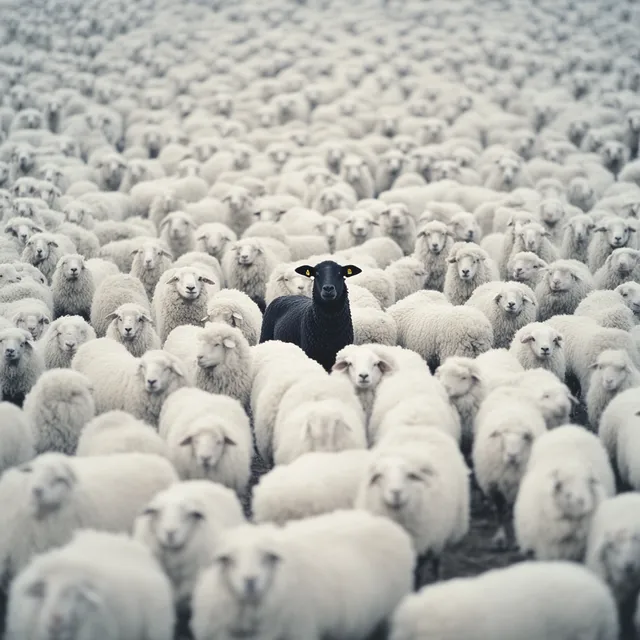 Free: Black Sheep Amongst White Sheep in Scenic Field - Cinematic Shot ...