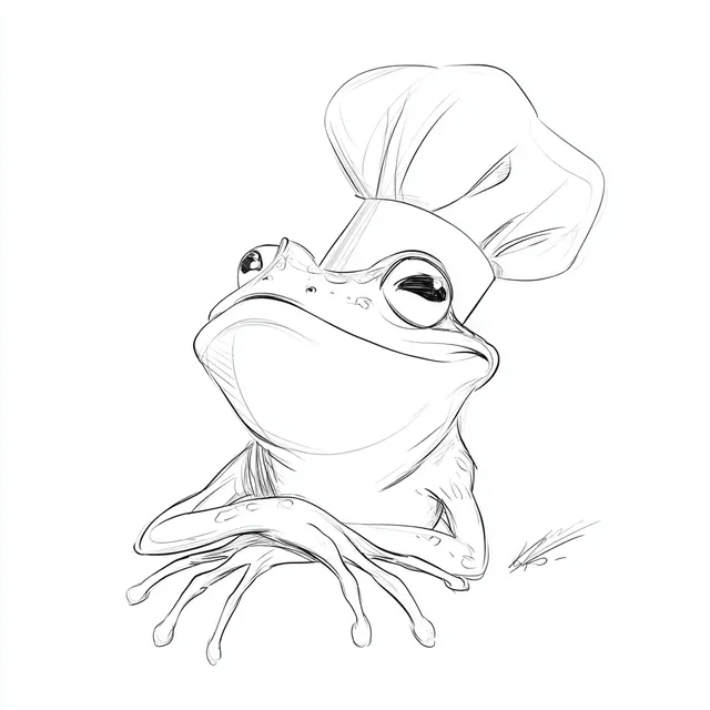 Free: Cartoon Frog Chef Line Drawing - nohat.cc