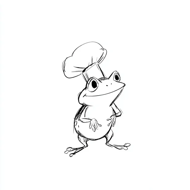 Free: Cartoon Frog Chef Line Drawing - nohat.cc