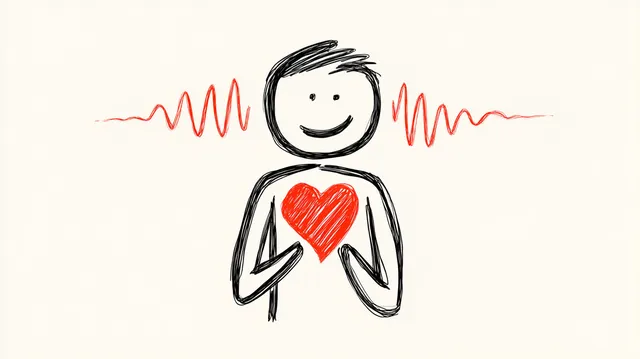 Free: Cheerful Stick Figure with Heart Vibration Lines - nohat.cc