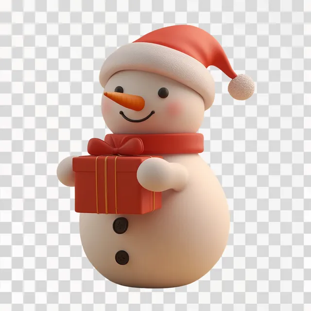 Free: Chibi Snowman with Gift: Minimalist Clay Art Toy - nohat.cc