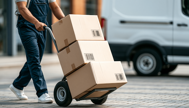 Free: Close-Up of Delivery Person Handling Packages - nohat.cc