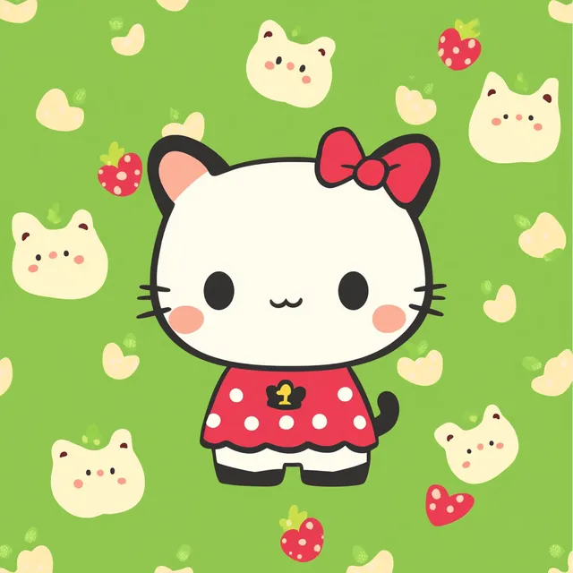 Free: Cute anthropomorphic Hello Kitty-inspired character in cozy room ...
