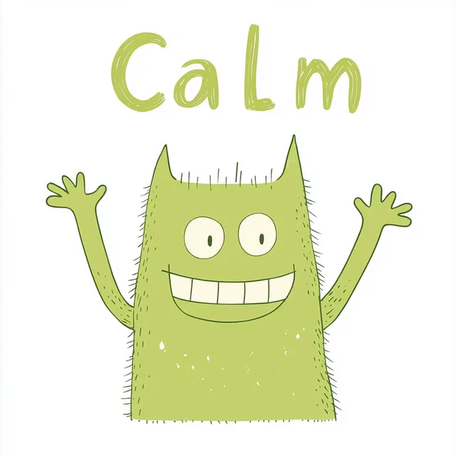 Free: Cute Green Cartoon Monster Representing Calm - nohat.cc