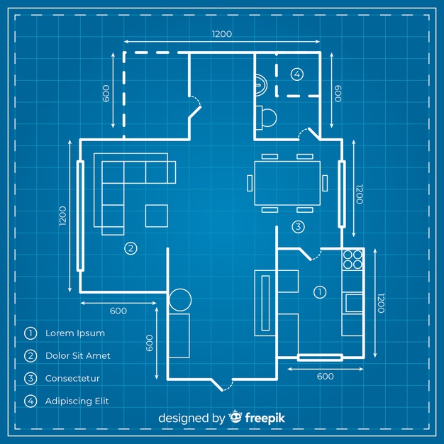 Free: Digital house design with blueprint Free Vector - nohat.cc