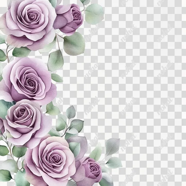 Free: Elegant Lavender Rose Watercolor Border Design - nohat.cc
