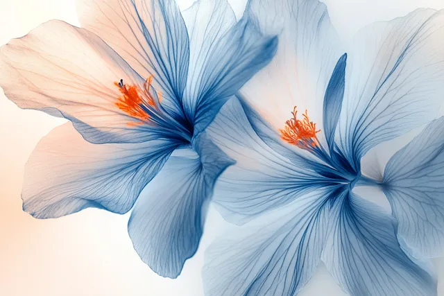 Free: Ethereal Blue Flowers with Orange Veins - nohat.cc