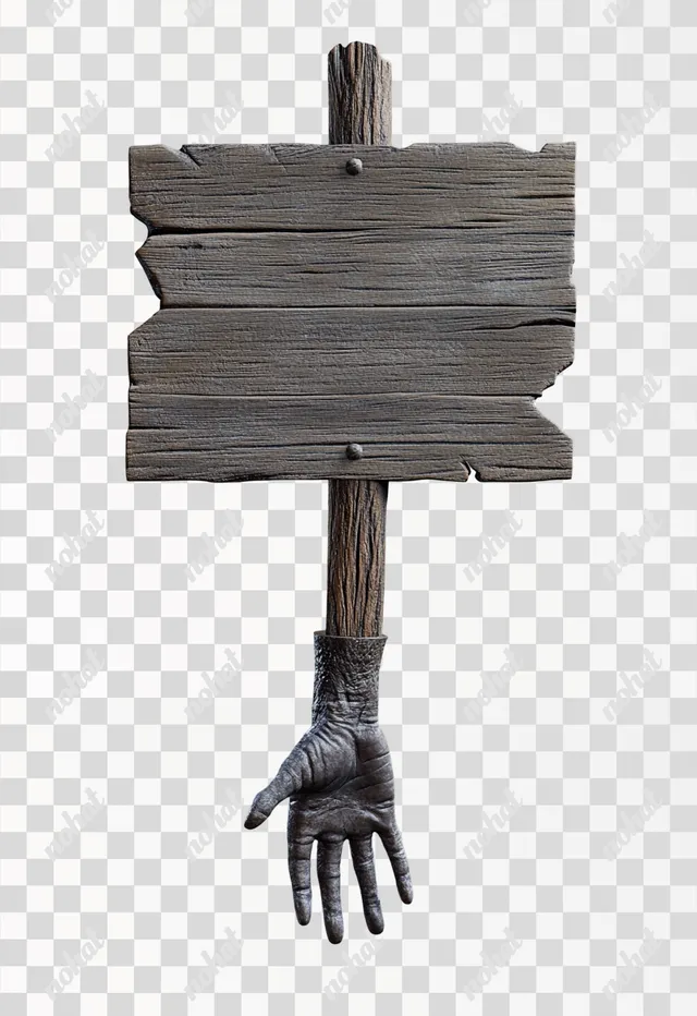 Free: Fantasy Wooden Sign with Protruding Arm for Games - nohat.cc