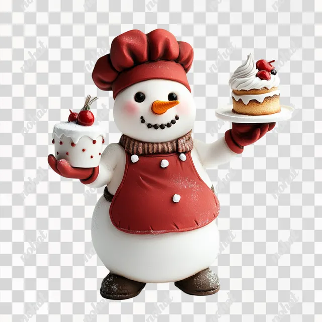 Free: Festive Snowman Chef Figurine with Cake and Piping Bag - nohat.cc