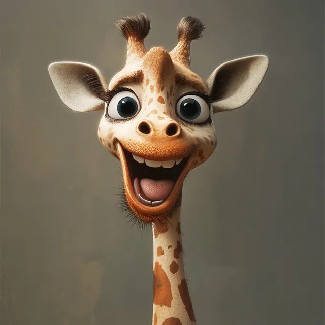 Free: Funny giraffe smiling in the wild, Pixar style illustration ...