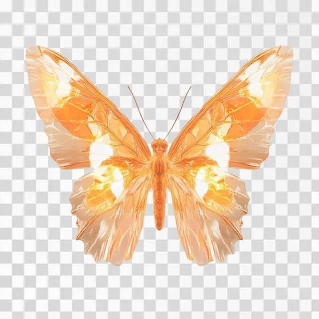 Free: Glowing Orange Butterfly in Flight on White Background - nohat.cc