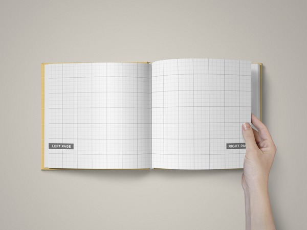 Free: Hand open square book mockup - nohat.cc