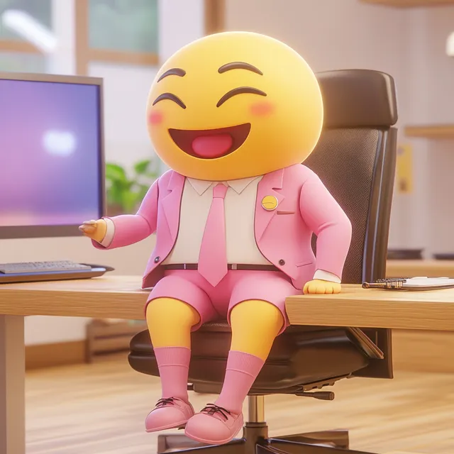 Free: Happy Emoji in Business Attire at Office Desk - nohat.cc