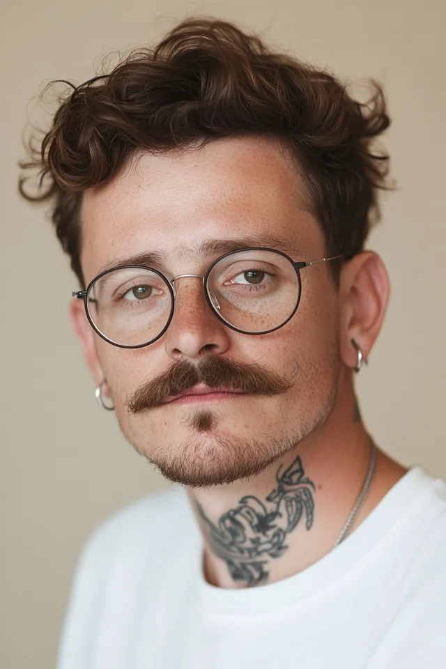 Free: Headshot of a white man with mustache and glasses in Los Angeles ...