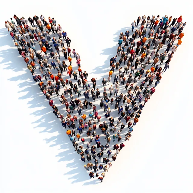 Free: Large group of people forming a V shape in an outdoor setting ...