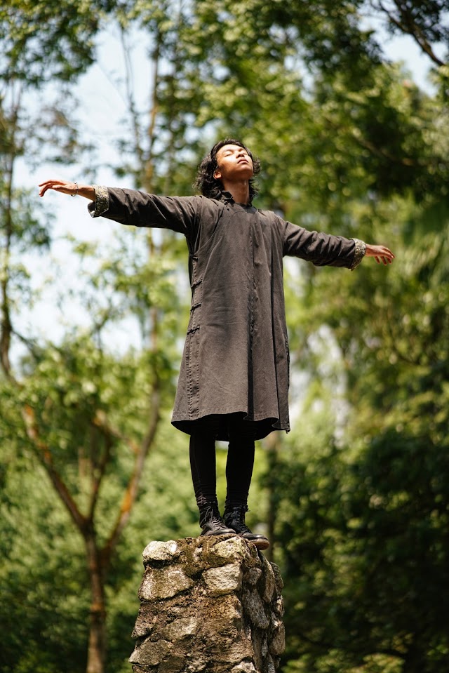 Free: Man Standing on Stone While Spreading His Arms - nohat.cc