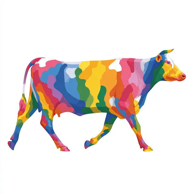 Free: Minimal Rainbow Cow Illustration in Bauhaus Style - nohat.cc