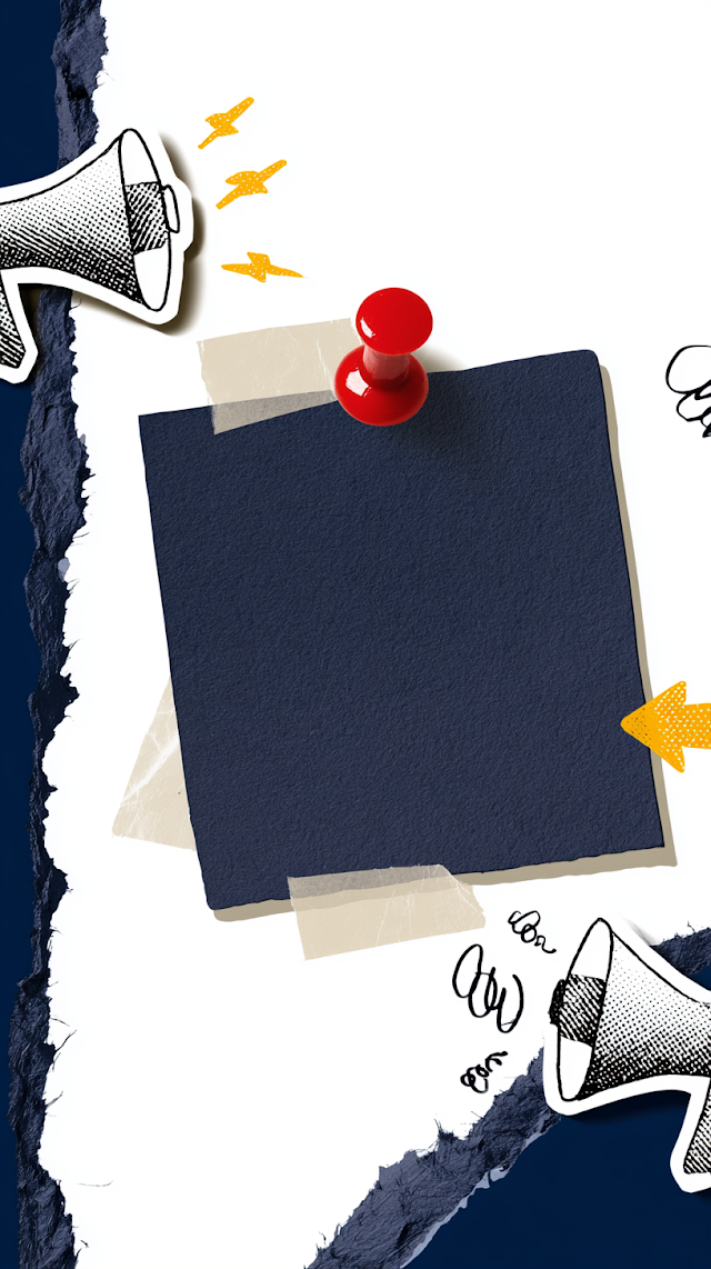 Free: Minimalist Editorial Poster with Megaphone and Pushpin - nohat.cc