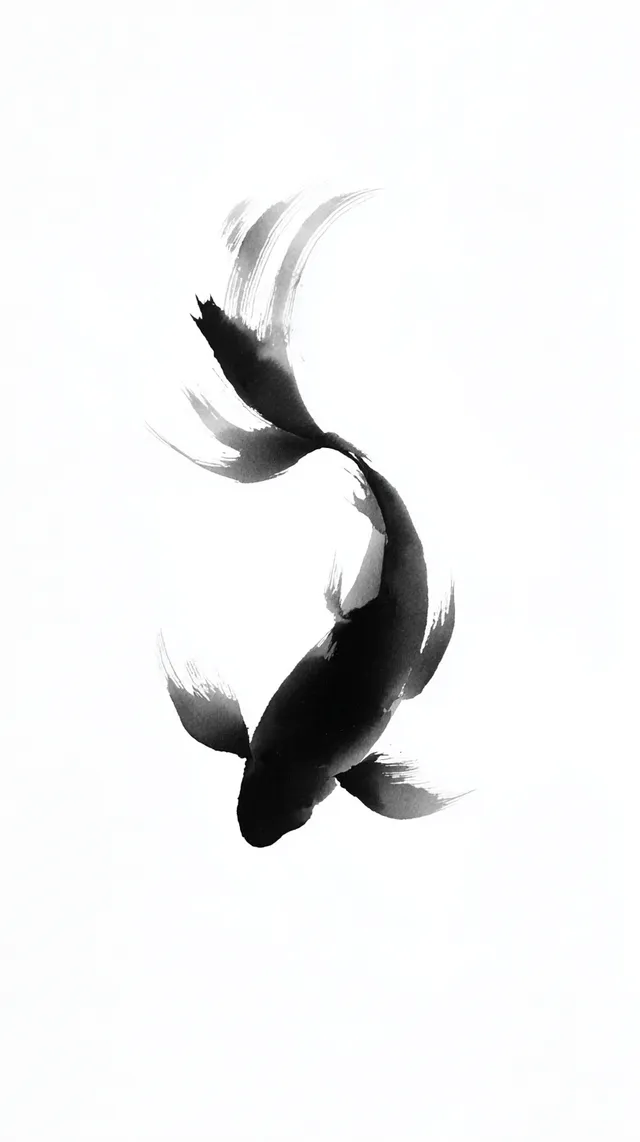 Free: Minimalist Koi Fish Sumi-e Ink Painting - nohat.cc