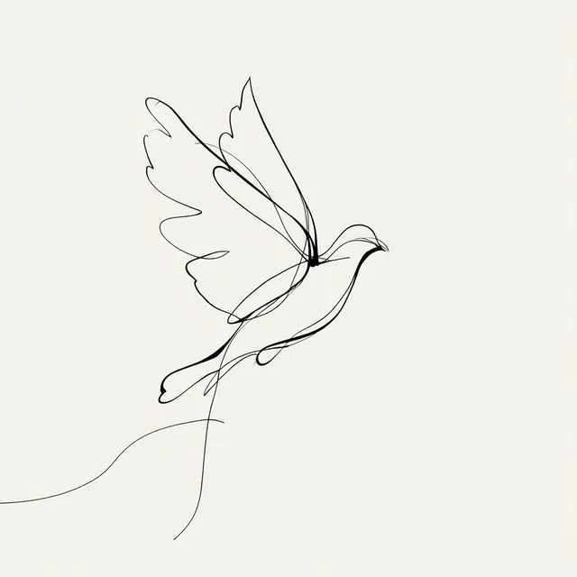 Free: Minimalist One-Line Drawing of a Flying Dove - nohat.cc
