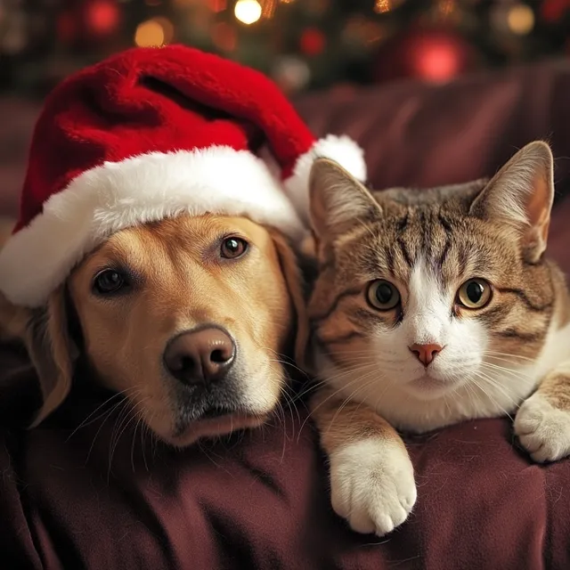 Free: Perros y gatos en casa celebran la Navidad con gorros de Santa ...