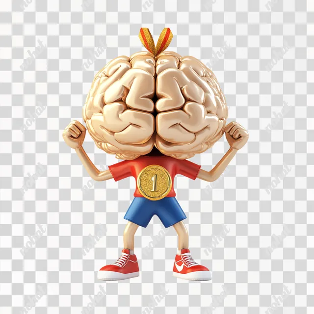 Free: PNG 3D cartoon brain character with legs and feet winning gold ...