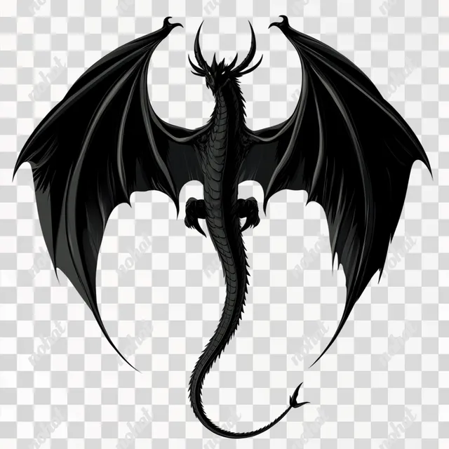 Free: PNG Black Dragon Silhouette Flying Over Fantasy Landscape from ...