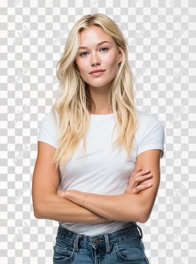 Free: PNG Blonde Female Influencer Portrait - nohat.cc