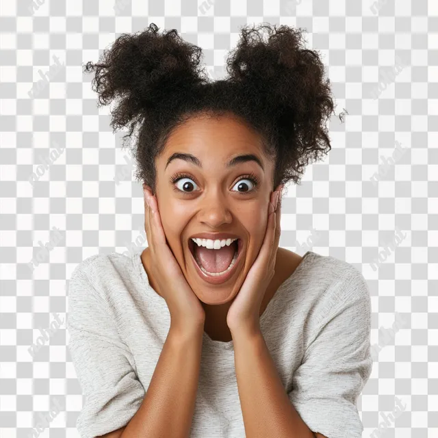 Free: PNG Excited Young Black Woman Making Funny Face with Hands in ...