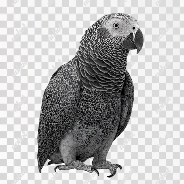 Free: PNG Full Body Black and White ASCII African Grey Parrot - nohat.cc
