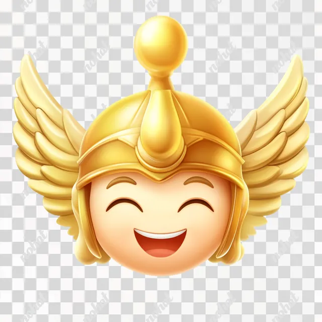 Free: PNG Golden Winged Helmet Emoji of Smiling Mercury, Roman God of ...