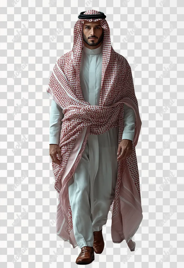 Free: PNG of Handsome Saudi Arabian Man in White and Pink Outfit - nohat.cc