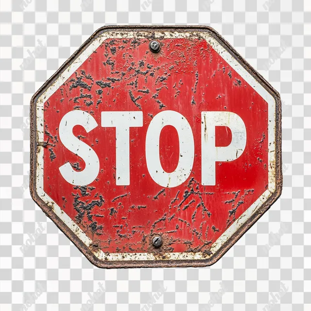 Free: PNG Old Worn Stop Sign Front View with White STOP Text for Urban ...