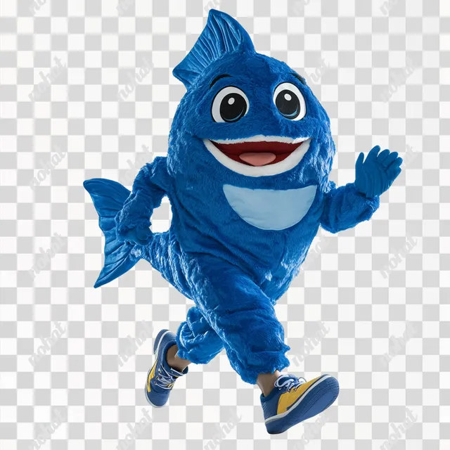 Free: PNG Person in blue fish costume jumping joyfully in urban ...