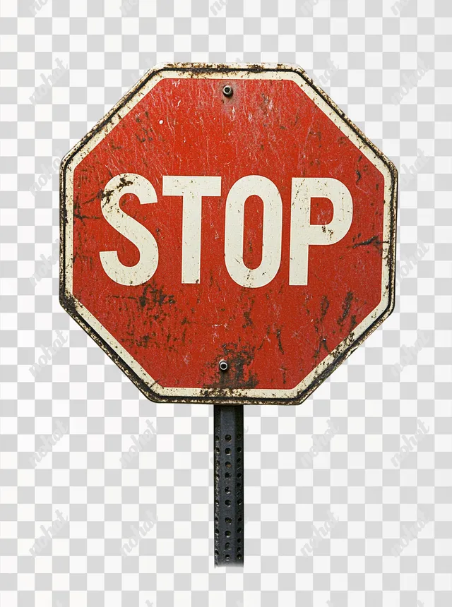 Free: PNG Stop Sign on Metal Pole, Front View, Isolated on White, High ...