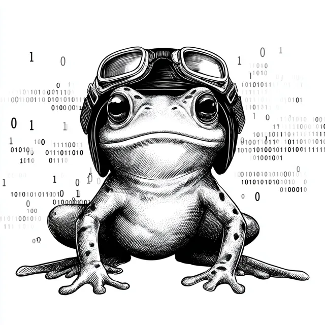 Free: Smiling Cartoon Frog in Pilot Gear with Binary Code - nohat.cc