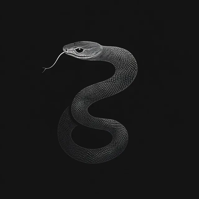 Free: Snake in Minimalist Black and White Illustration for 2025 Design ...