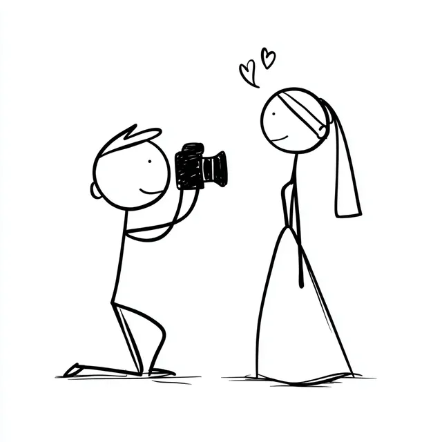 Free: Stick Figure Photographer Capturing Bride and Groom - nohat.cc
