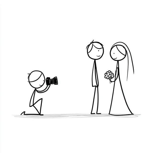 Free: Stick Figure Photographer Capturing Bride and Groom - nohat.cc
