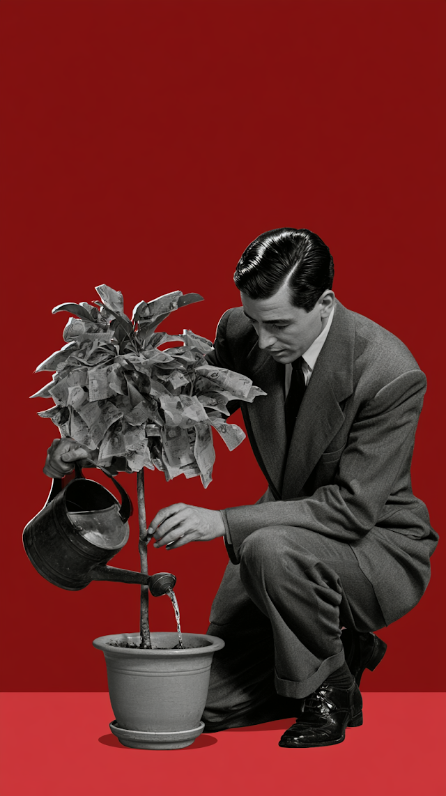Free: Surreal Financial Growth: Vintage Businessman with Money-Tree ...