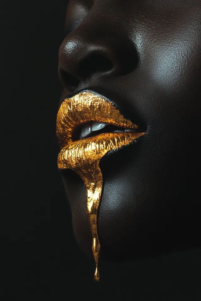 Free: Surrealist Gold Lips Art - nohat.cc